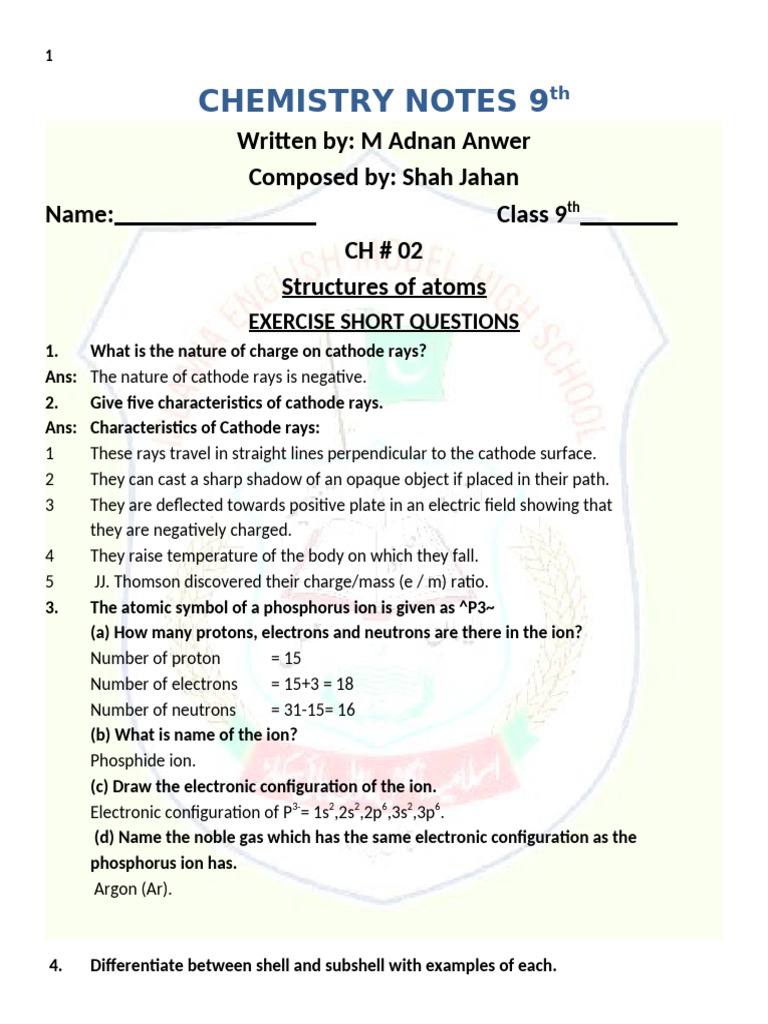 Chemistry 9th Ch 02 Pdf Atoms Neutron