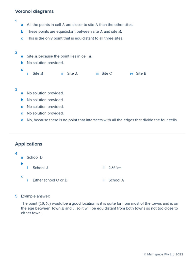 MYP5S 2.2.2 Voronoi Diagrams - Answerkey | PDF