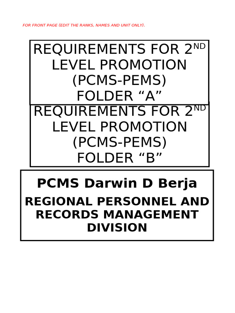 Format For Promotion Folder Pco and Pnco | PDF