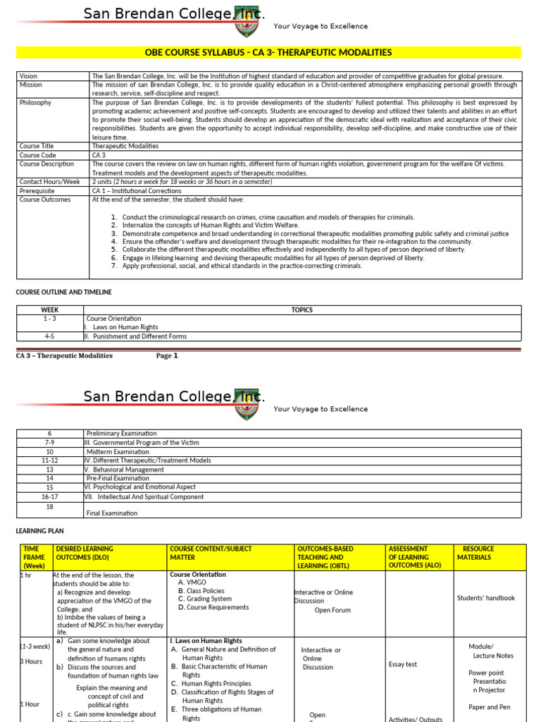 CA3 - Therapeutic Modalities | PDF | Learning | Crimes