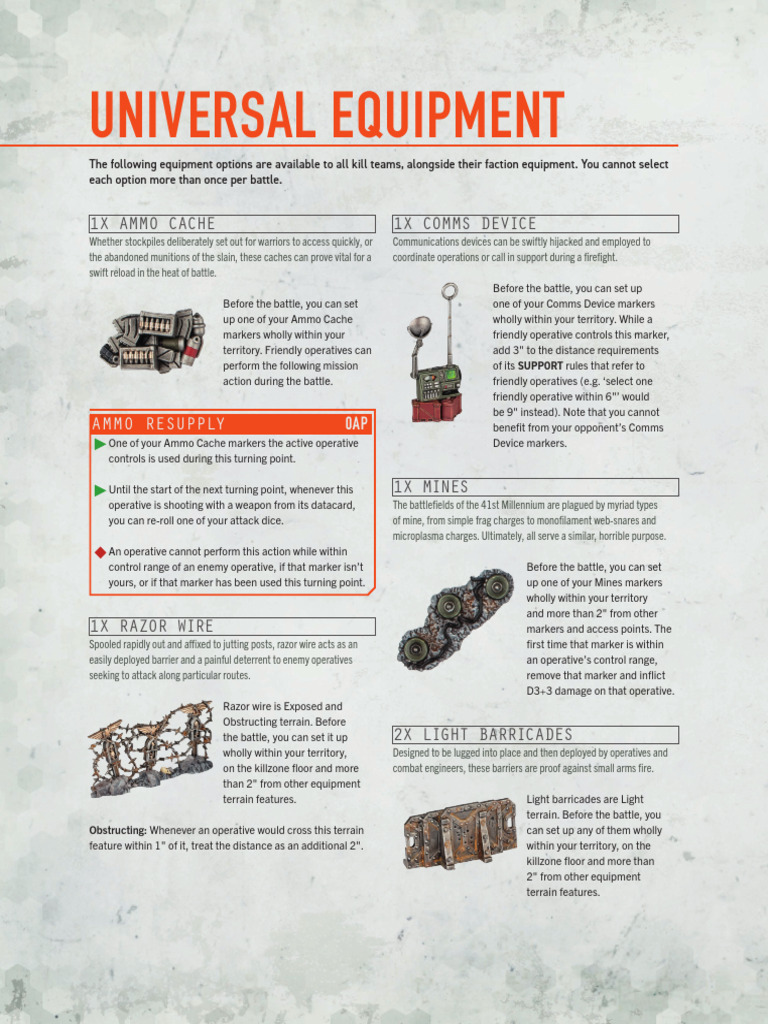 Universal Equipment for Kill Team | PDF | Ammunition | Warfare