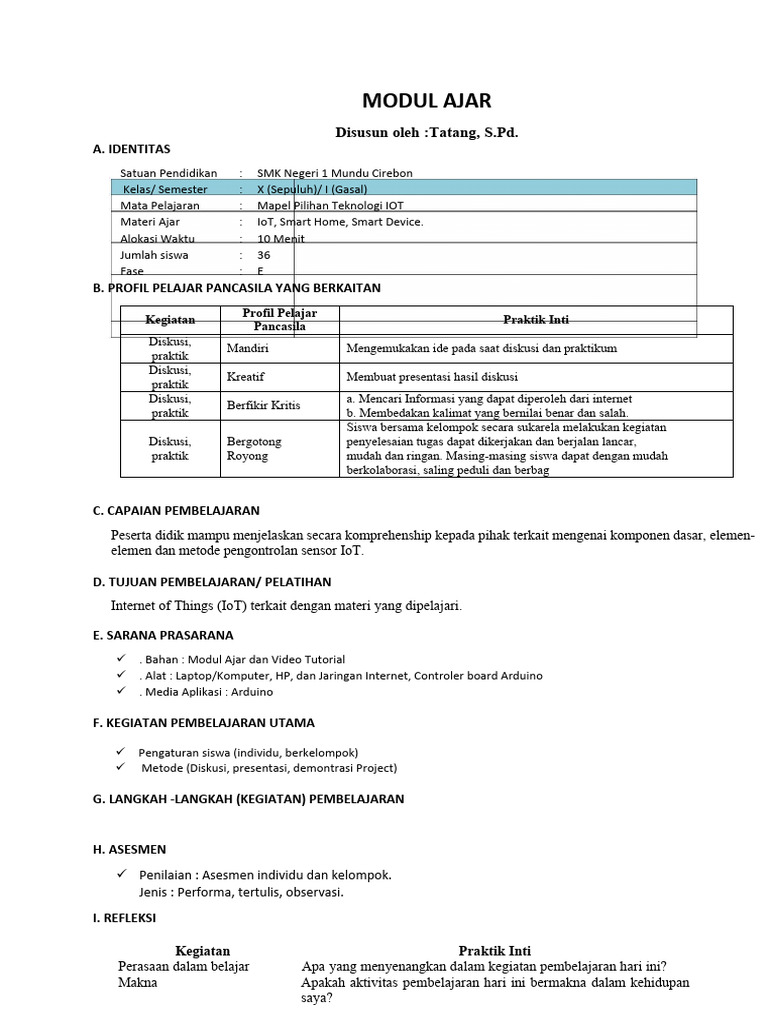 Modul Ajar IOT | PDF