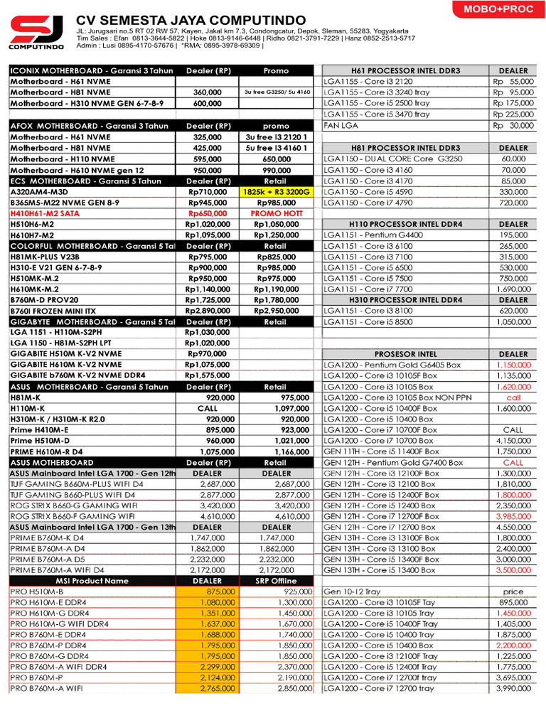 Pricelist-SJ | PDF