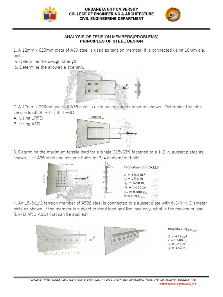 PSD Analysis of Tension Members Problems - 075102 | PDF