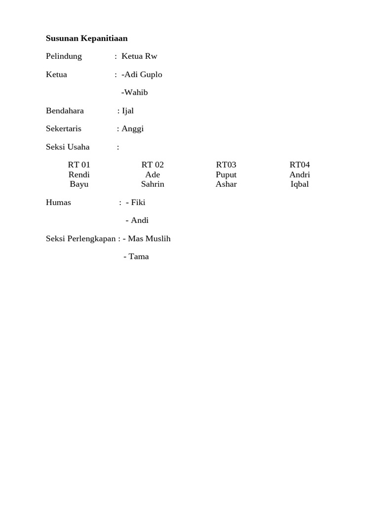 Susunan Kepanitiaan | PDF