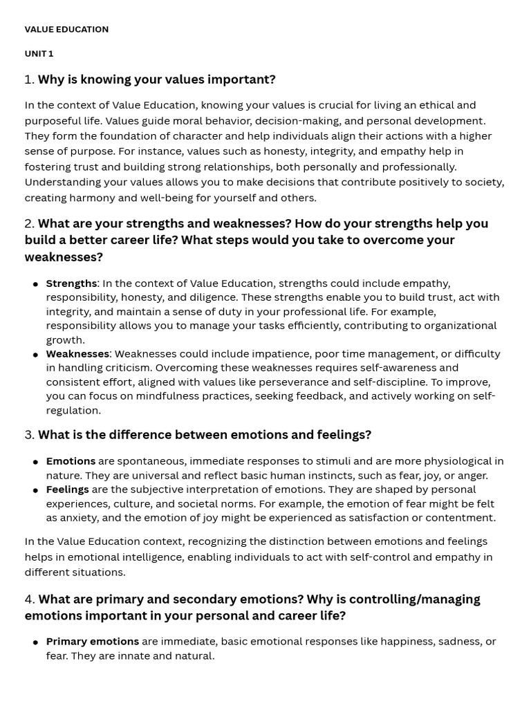 VALUE EDUCATION | PDF