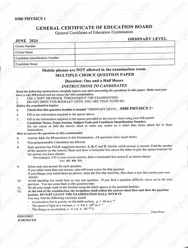 Ol 2024 Physics 1 | PDF