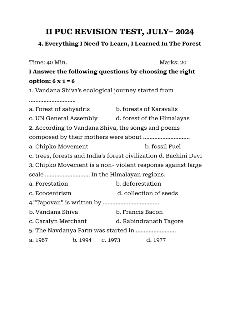 Revision Test - Everything I Need | PDF