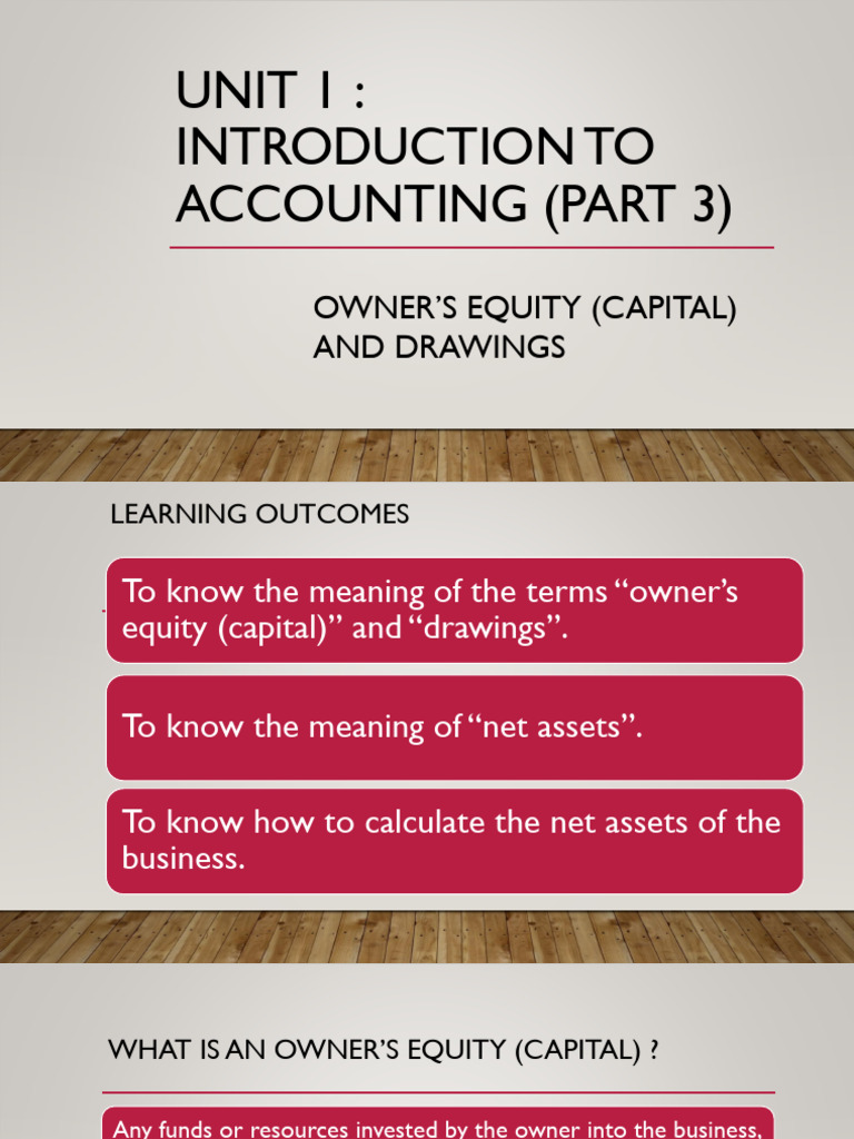 Y9 Unit 1 - Introduction To Accounting (Part 3) | PDF | Equity (Finance) | Finance & Money ...