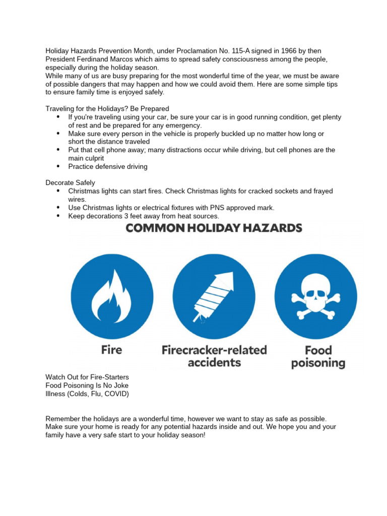 December Is Holiday Hazards Prevention Month | PDF