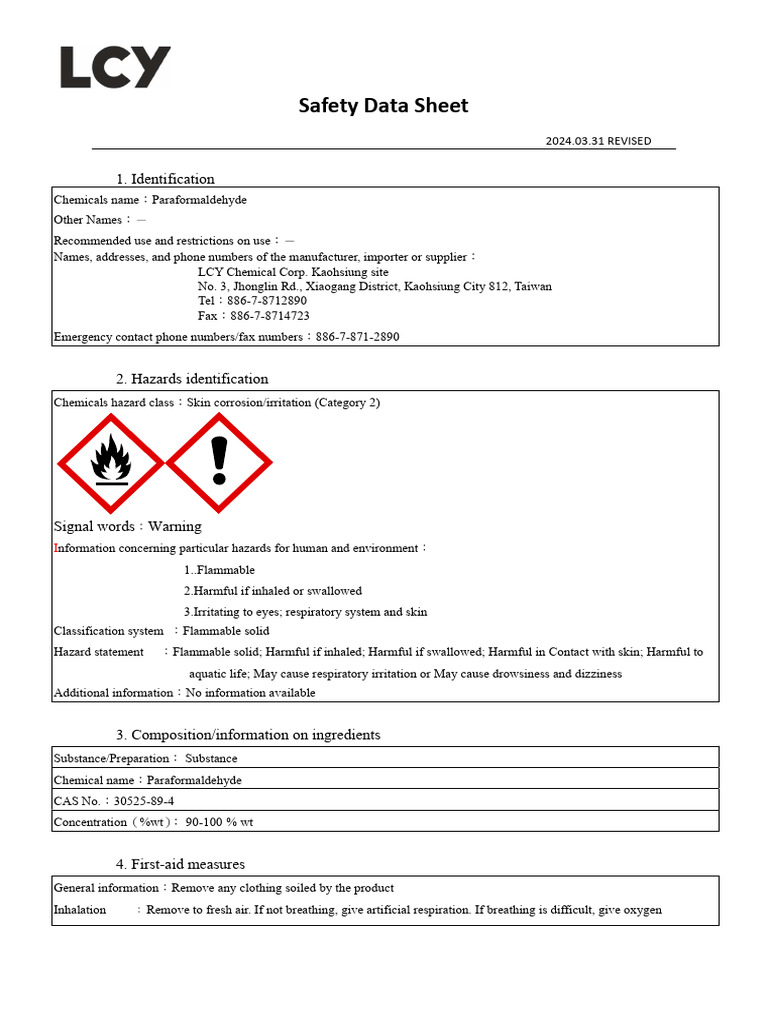 PARA EN SDS - Industrial | PDF