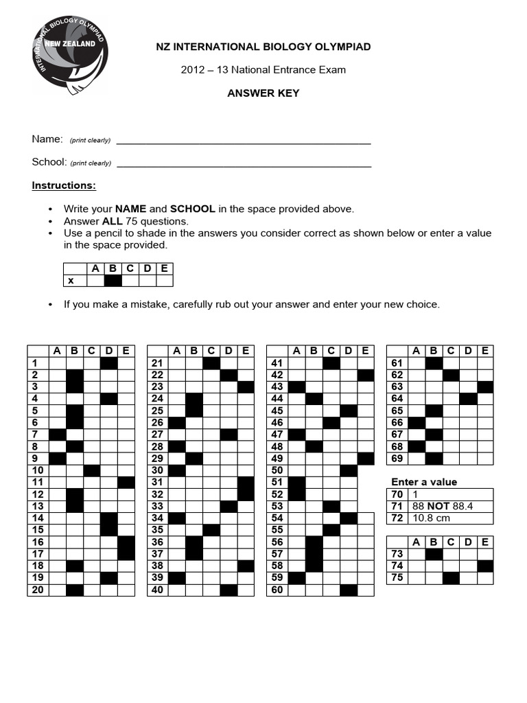 Answer Key 2012 13 | PDF