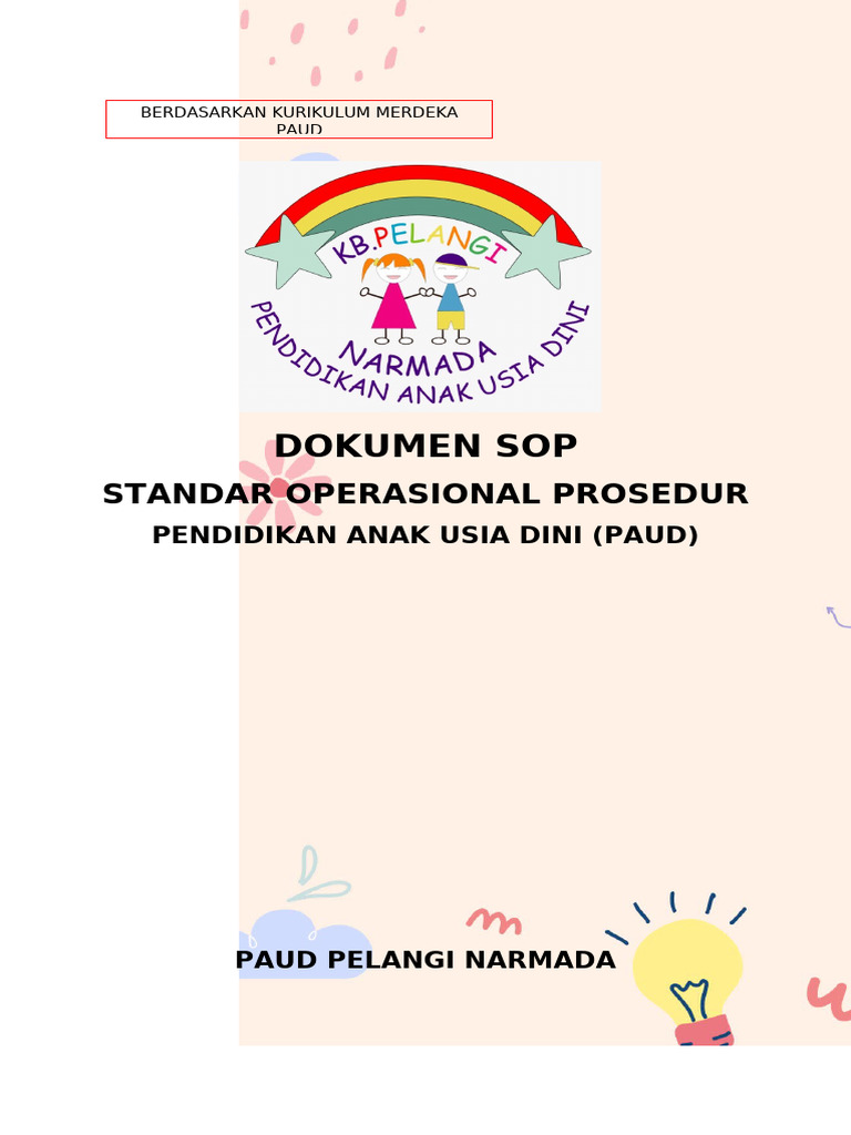 Dokumen 15 Sop Paud KB TK Full | PDF