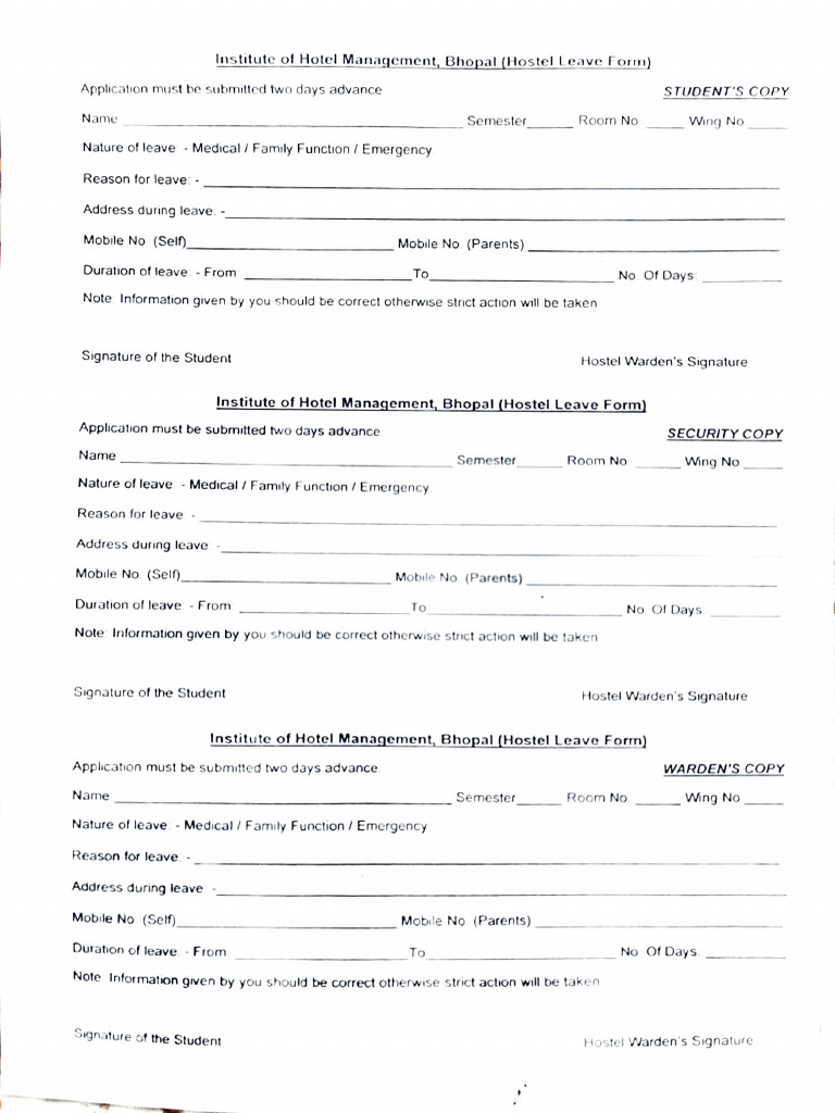 Leave Form Blank | PDF