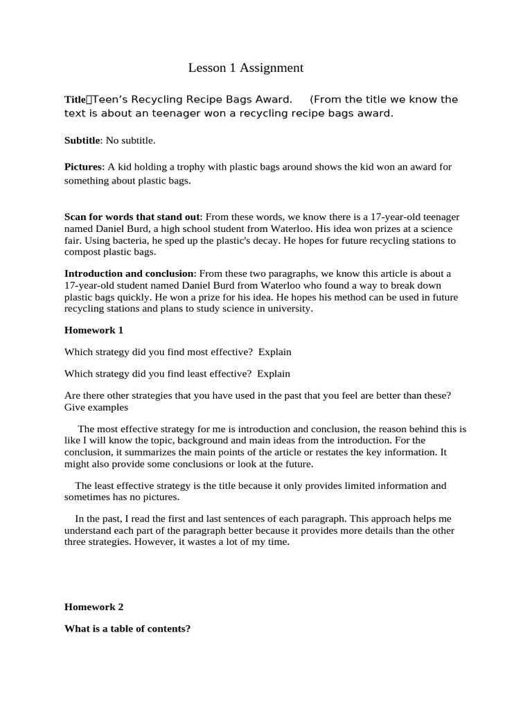 Lesson 1 Assignment | PDF