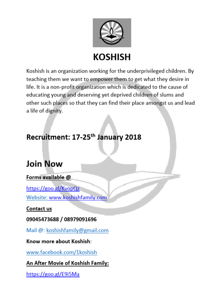 Koshish Phamplet | PDF