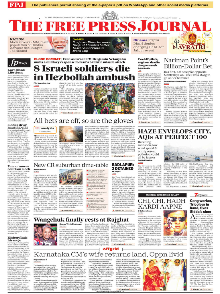 Free Press - Mumbai Epaper Edition 03 Oct 2024 Page 1 | PDF