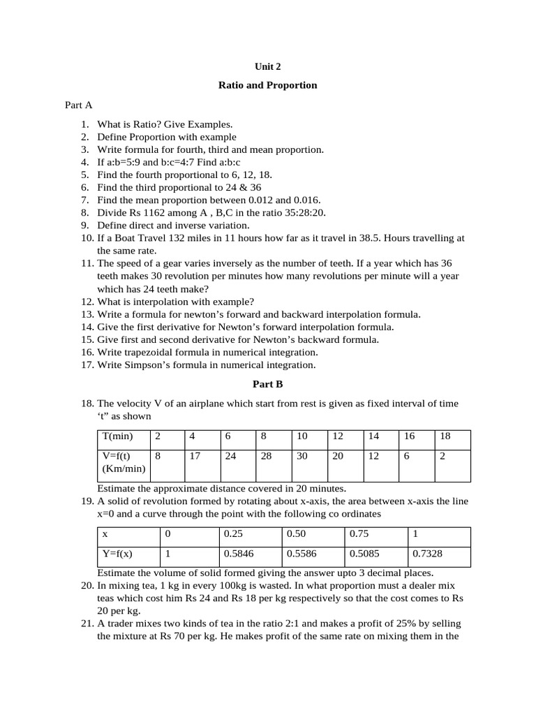 Ratio and proportion question bank | PDF