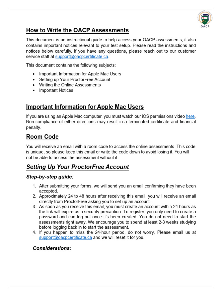 How To Write The OACP Assessments | PDF