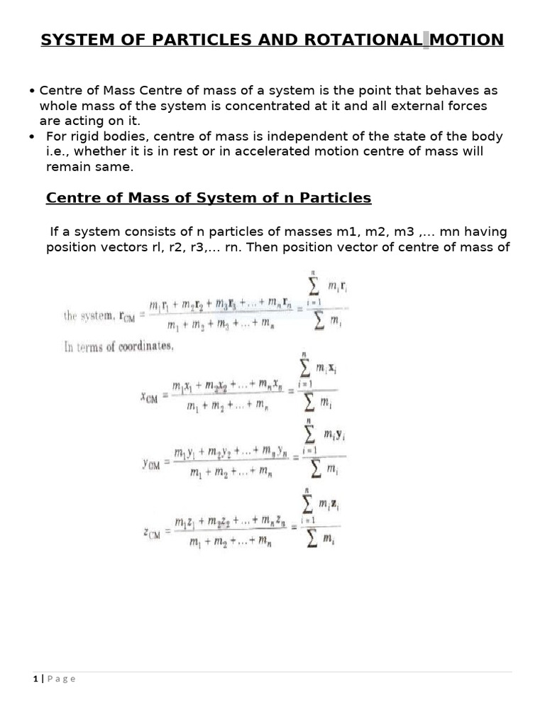 system of particles and rotational motion | PDF