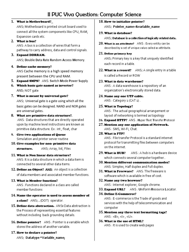 II Pu - Viva - Question 2022-23 | PDF | File Transfer Protocol ...