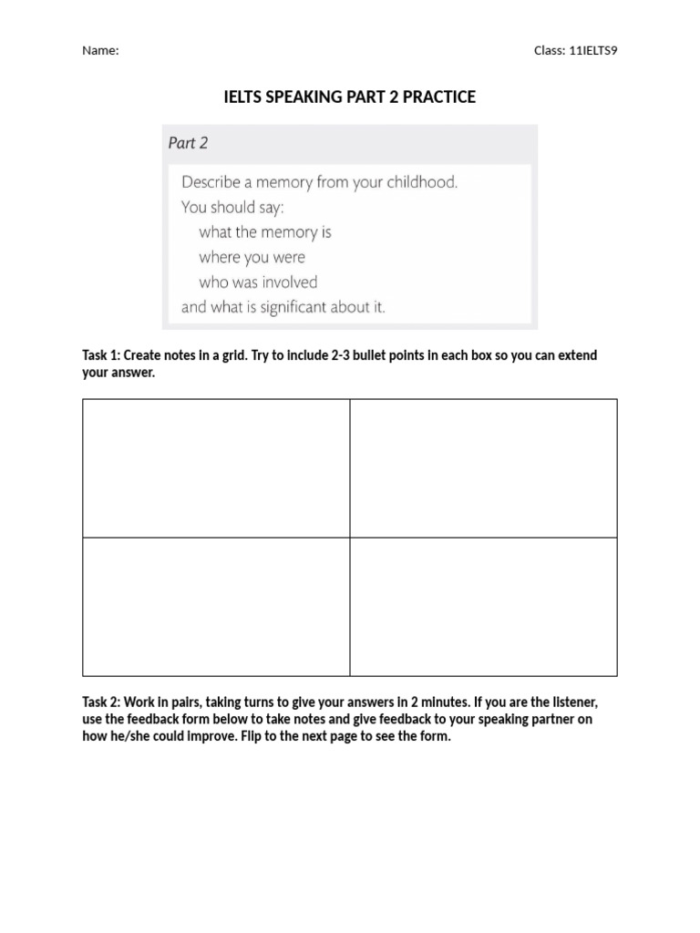 IELTS SPEAKING PART 2 PRACTICE | PDF