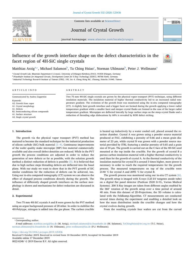 Influence of The Growth Interface Shape On The Defect Characteristics ...