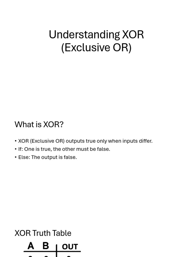 Understanding XOR (Exclusive OR) | PDF