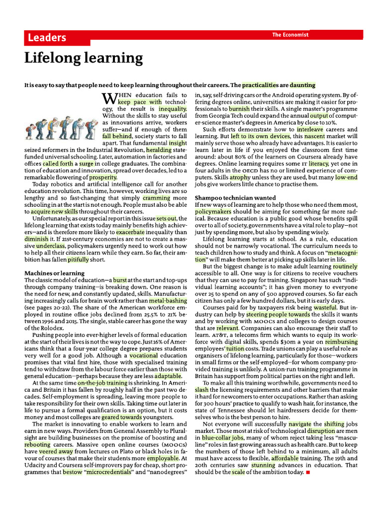 Skills4exams The Economist - Lifelong Learning | PDF