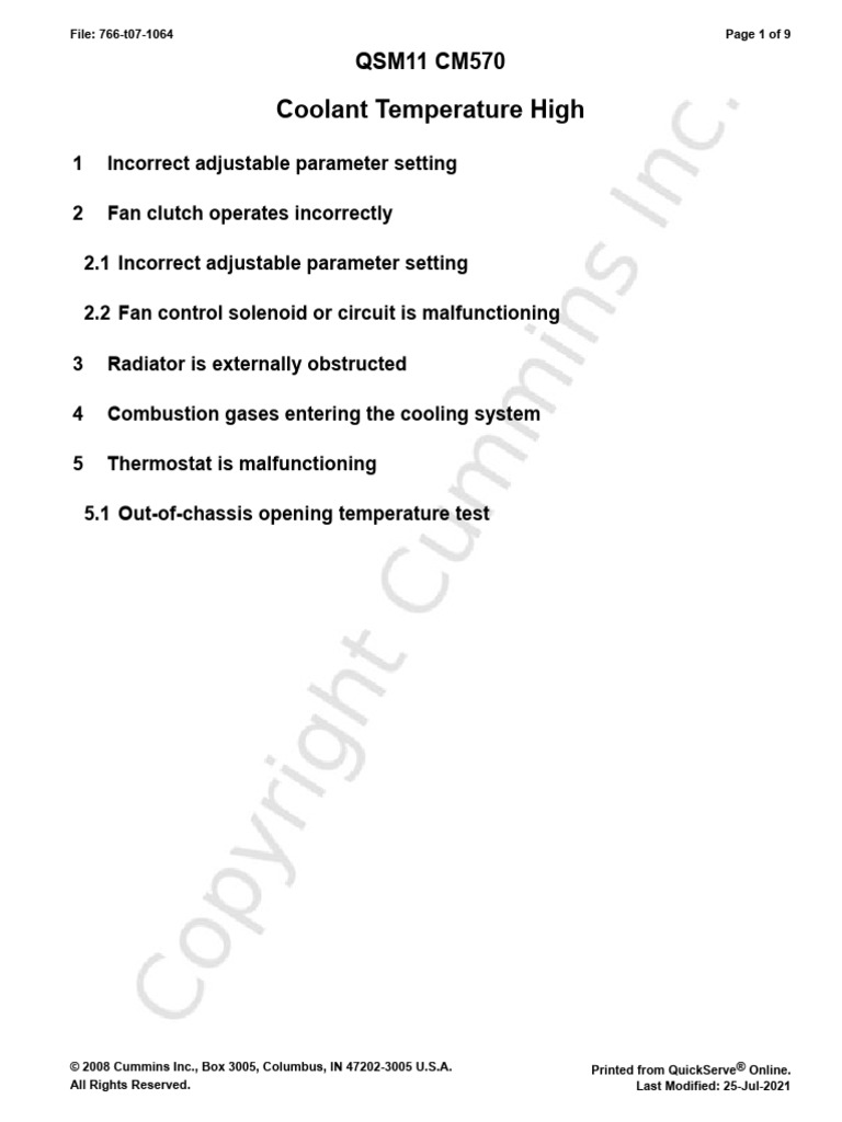 Coolant Temperature High Pdf