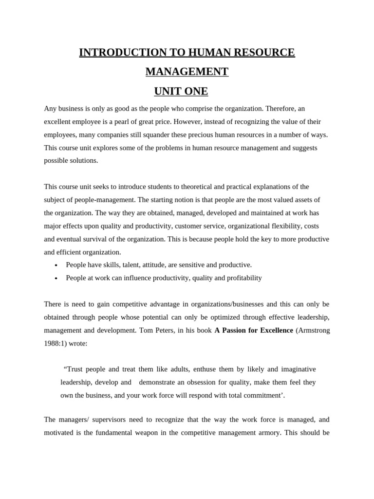 Introduction to Hrm | PDF