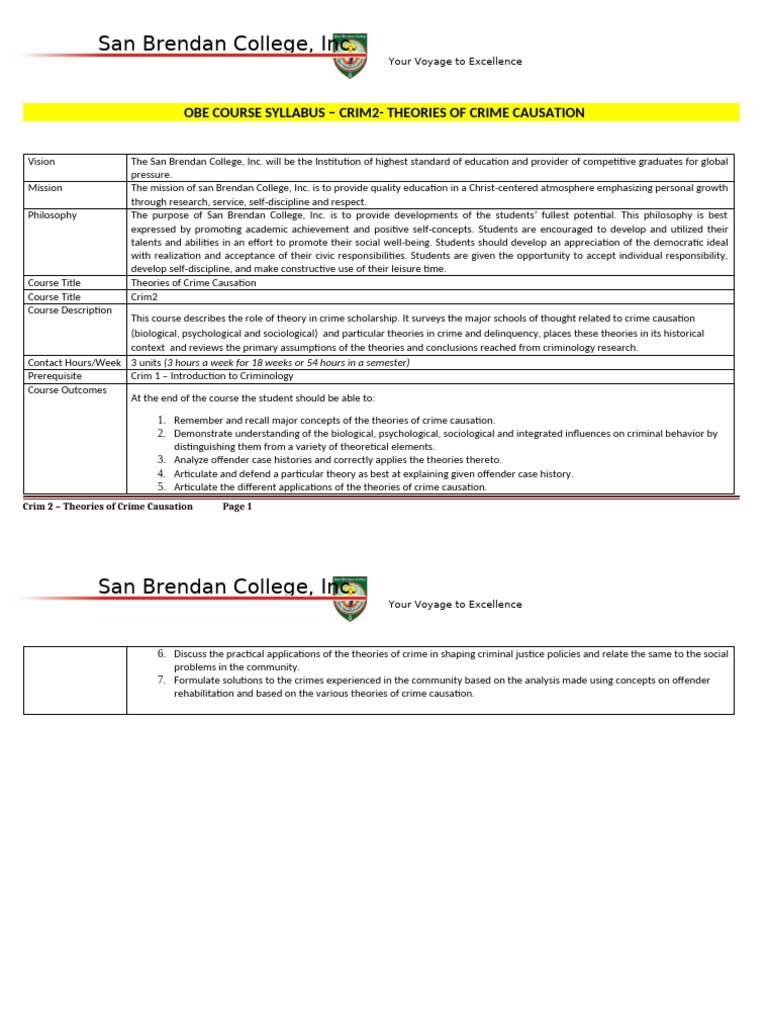 Crim 2 - Theories of Crime Causation | PDF | Criminology | Crimes