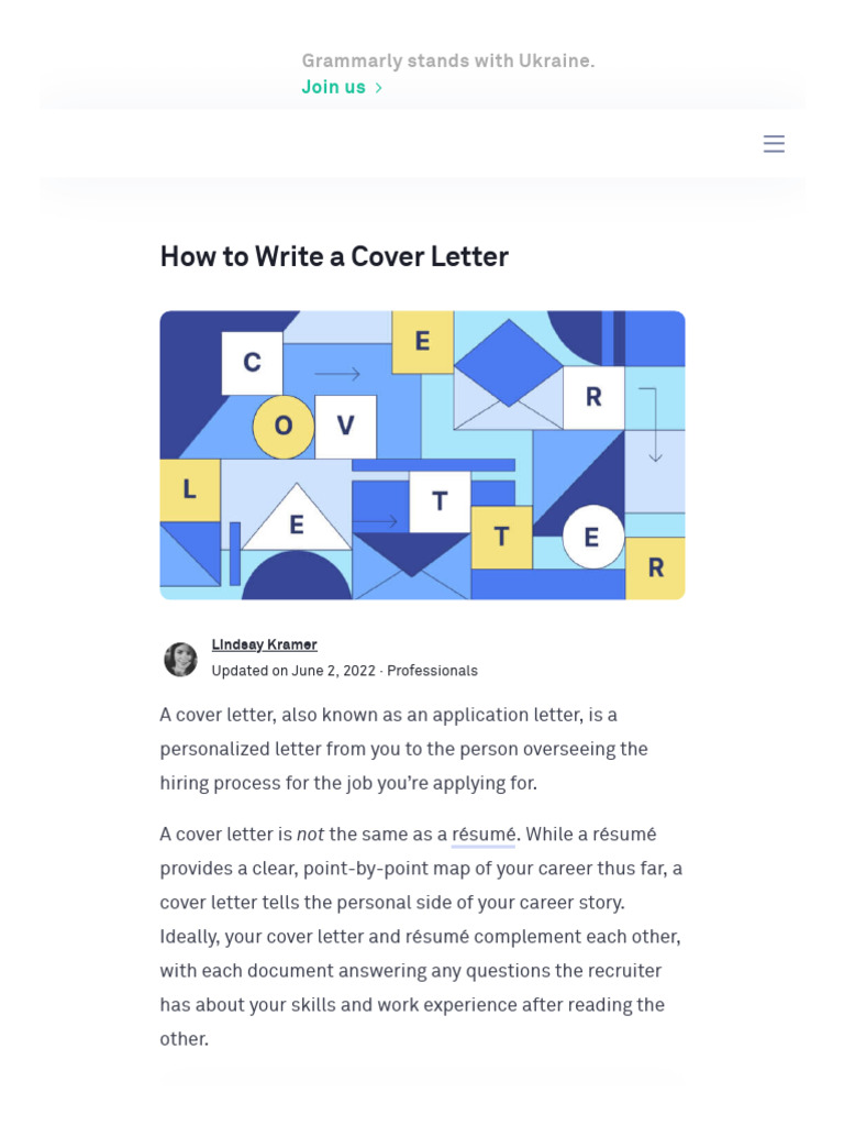 How To Write A Cover Letter and Land The Interview - Grammarly Blog ...