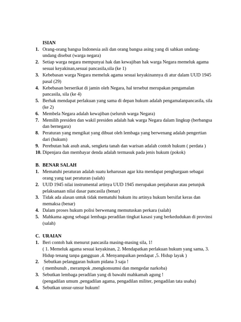 PKN Kelas Xii 2023 - 2024 | PDF