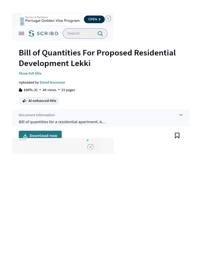 Bill of Quantities For Proposed Residential Development Lekki - PDF - Tile - Concrete | PDF