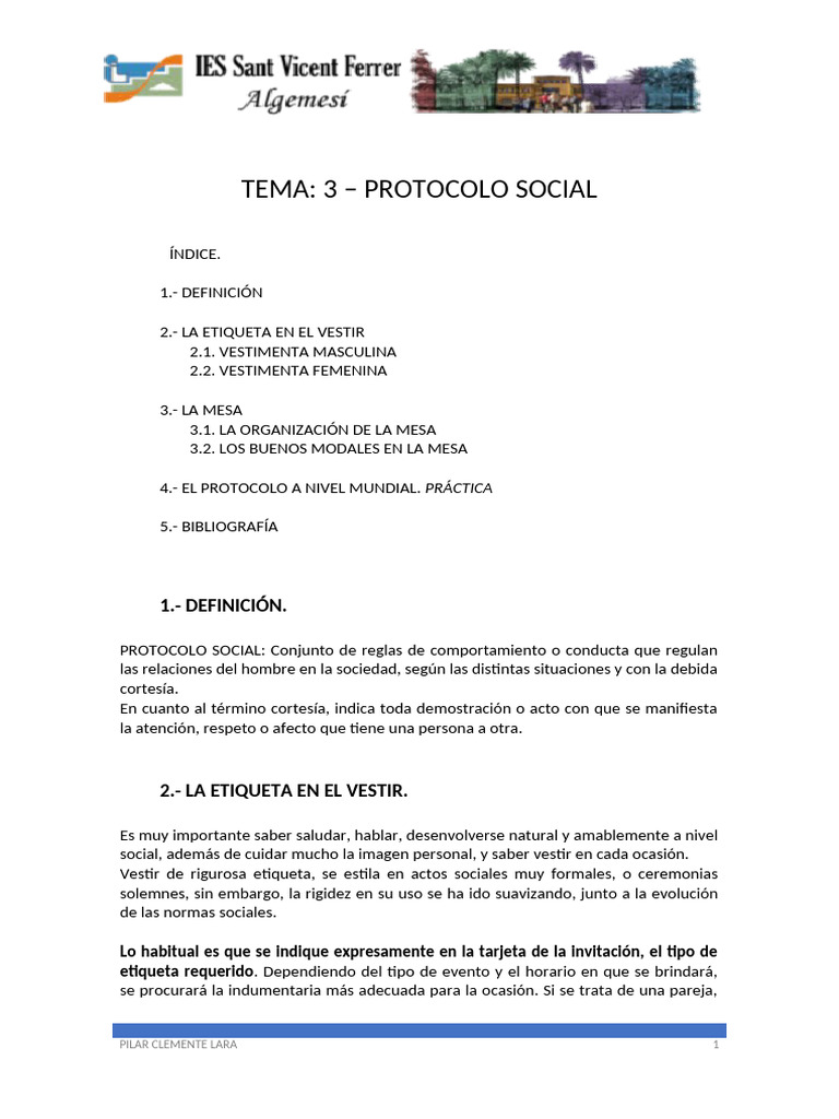 Tema 3 - Protocolo Social Algemesi | PDF
