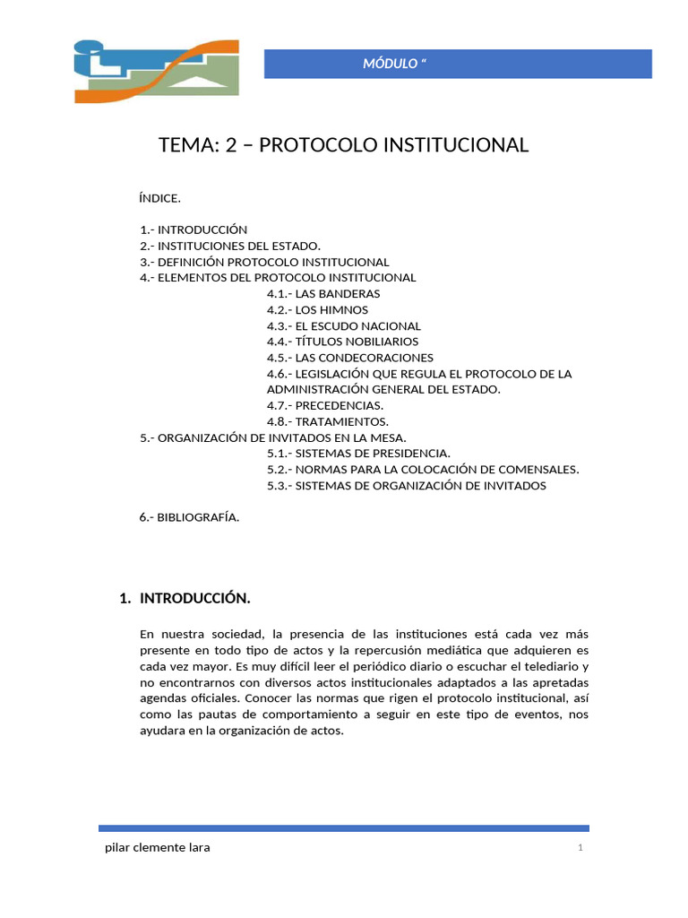 Tema 2 - Protocolo Institucional | PDF