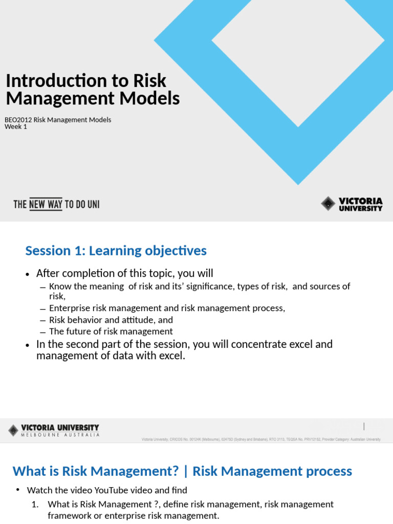 Week 1 Introduction To Risk Management Model | PDF