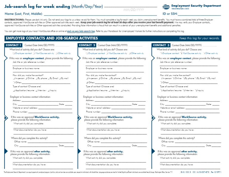 ESD Job Search Log | PDF