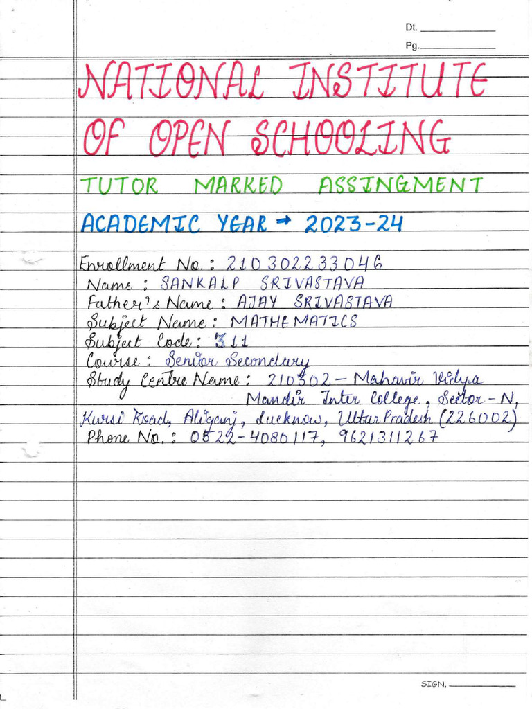 Maths 311 TMA | PDF | Teaching Methods & Materials