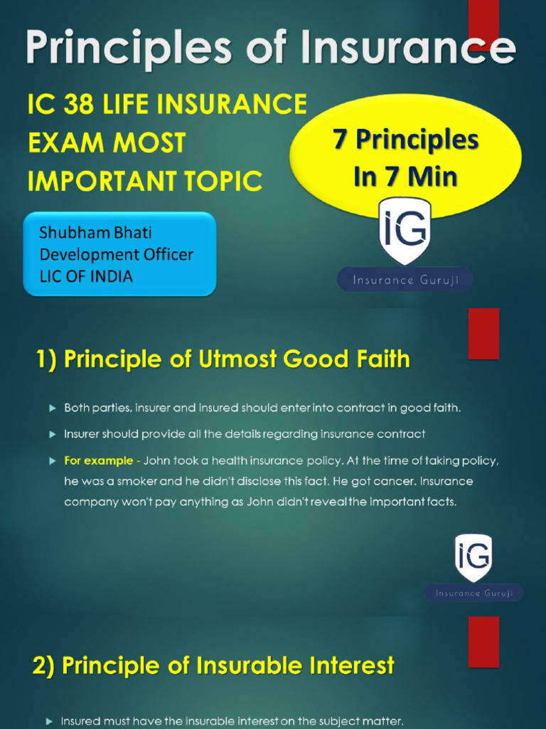 Principles of Insurance PPT | PDF