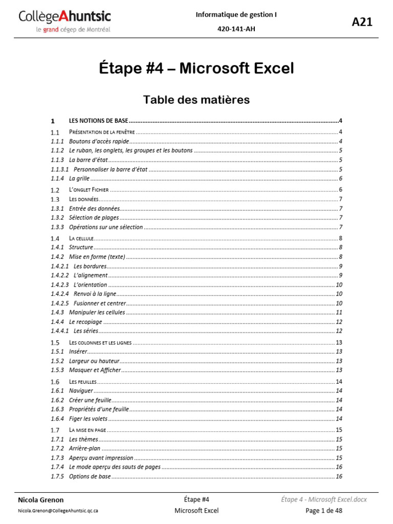 Etape 4 - Microsoft Excel | PDF