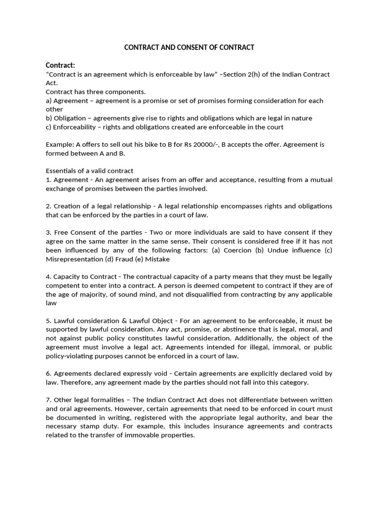 Contract and Consent of Parties | PDF