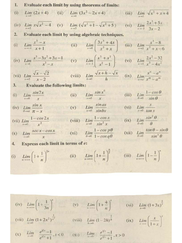 Revision Assignment Limit Xii | PDF