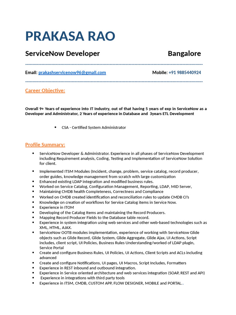 Prakash ServiceNow Genpact | PDF