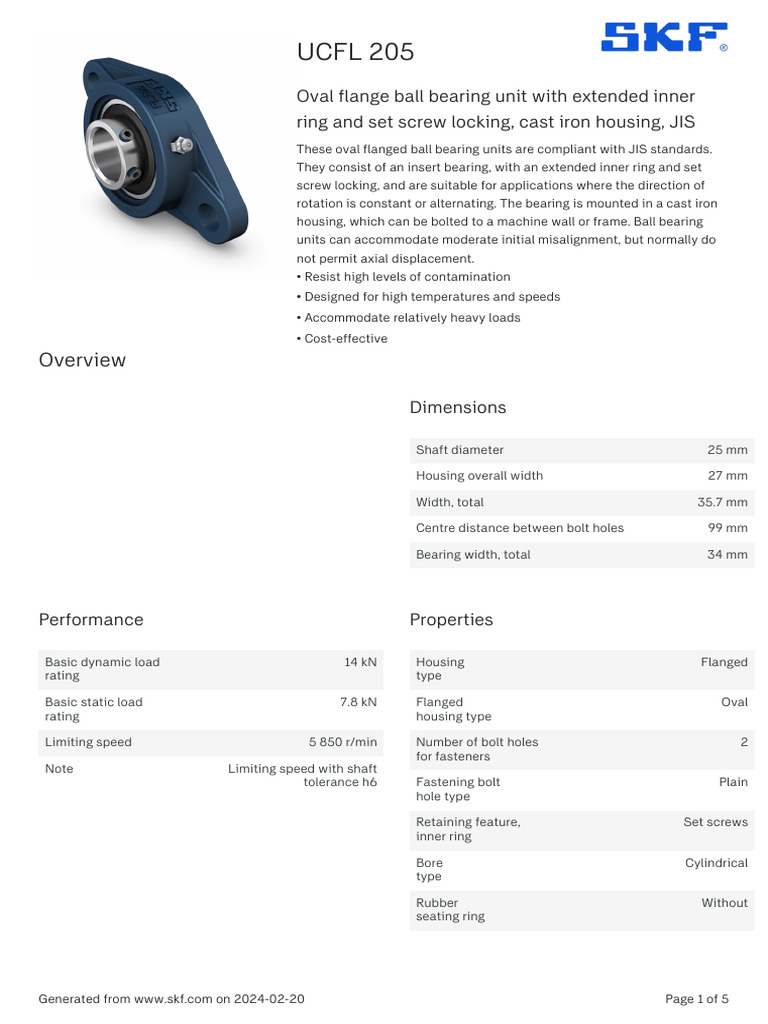 SKF Ucfl 205 Beraing Block | PDF