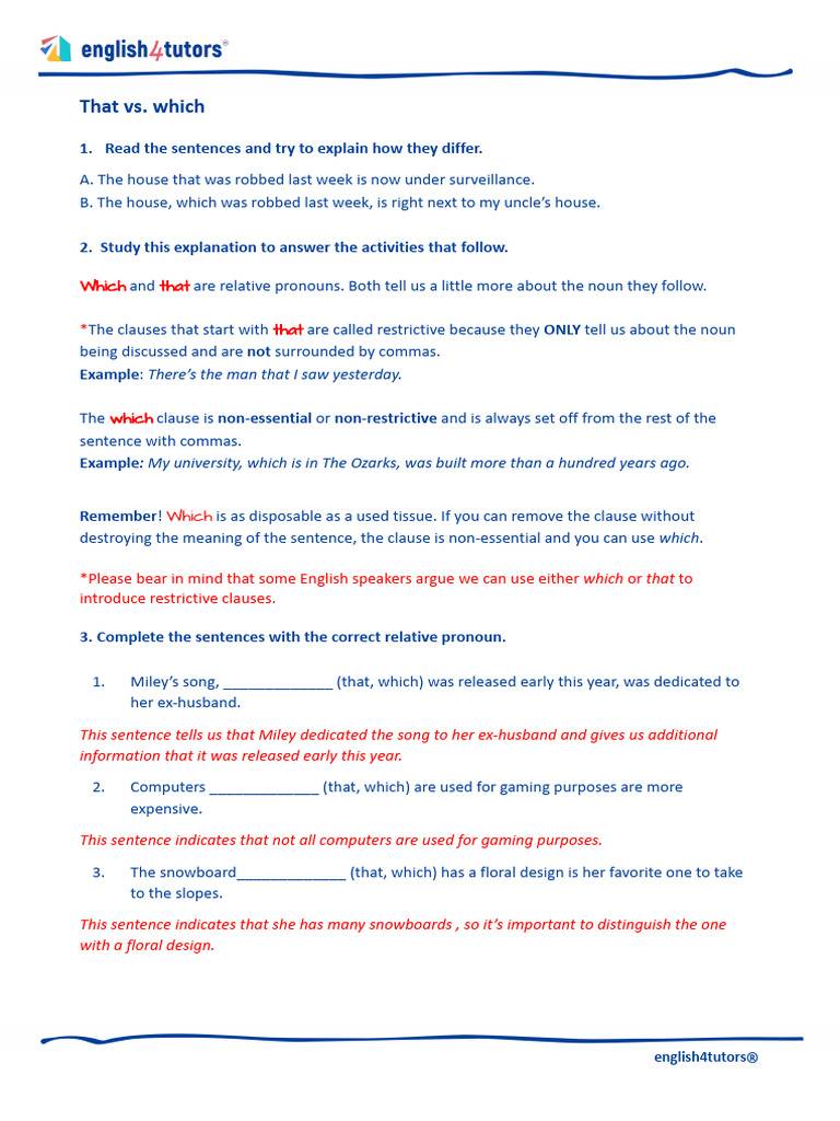 B1 That Vs Which Student | PDF