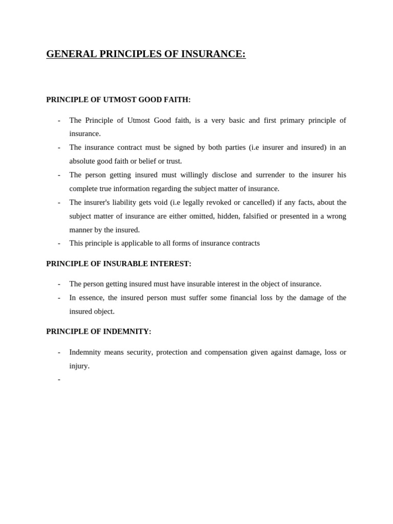 (NOTES) - PRINCIPLES OF INSURANCE | PDF