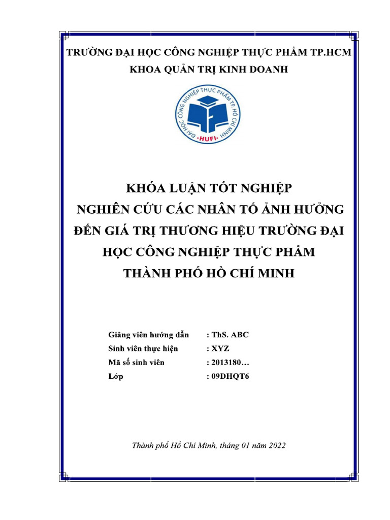 6. Mẫu KLTN 1 (5 Chương) | PDF