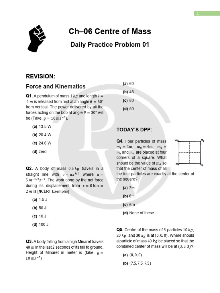 Centre of Mass DPP1 | PDF